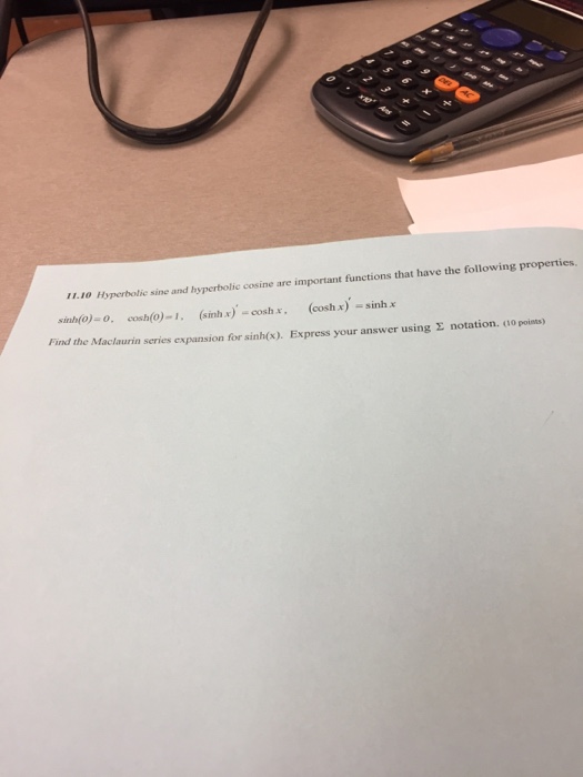 Solved Hyperbolic Sine And Hyperbolic Cosine Are Important