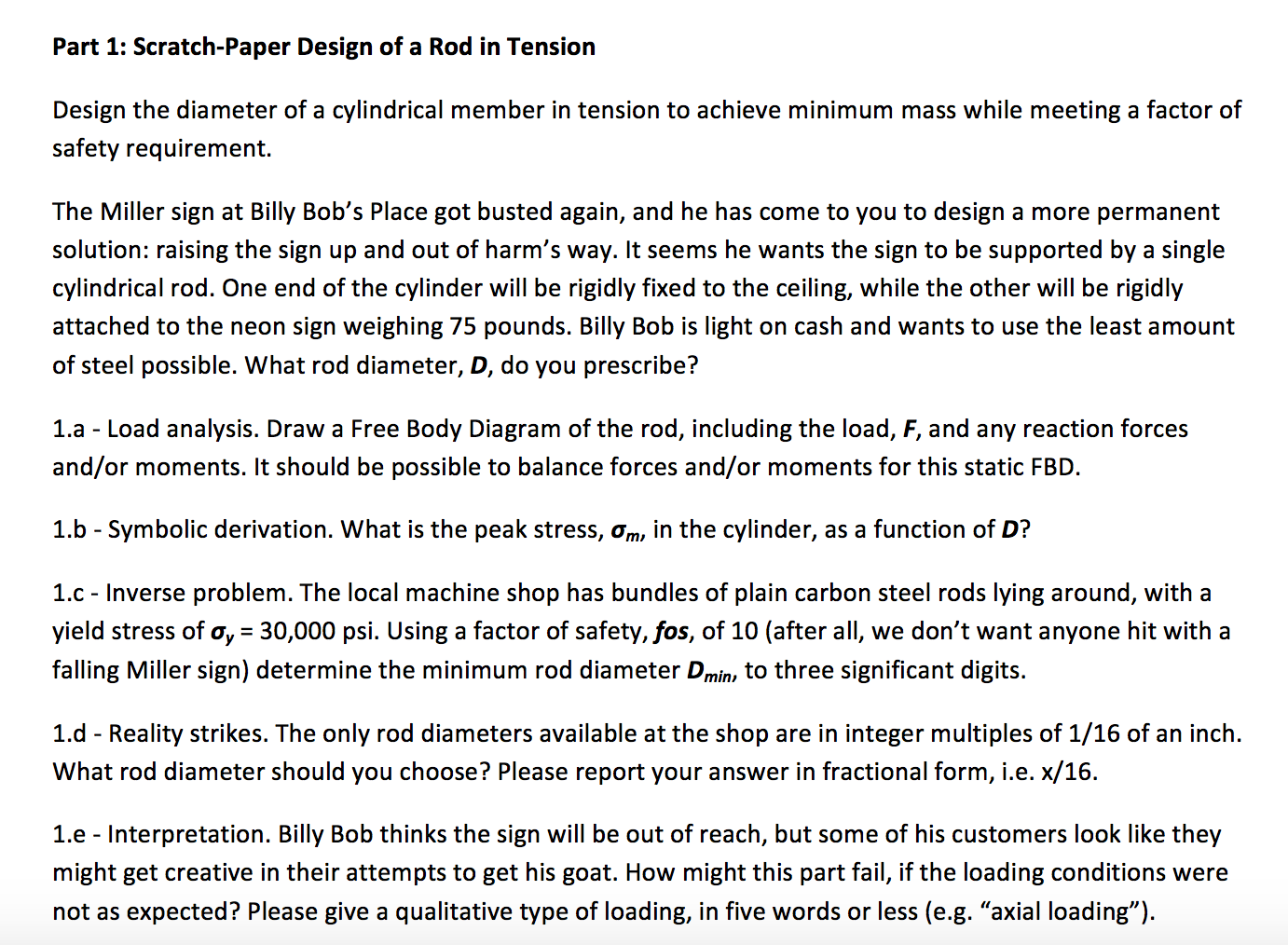 Solved Scratch-Paper Design of a Rod in Tension Design the | Chegg.com