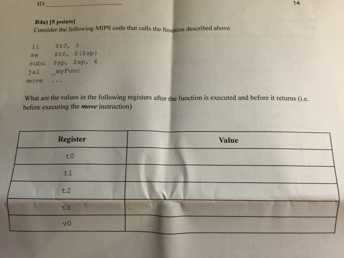 Solved myFunc: #Function Prologue sw $ra, 0($sp) subu $sp, | Chegg.com