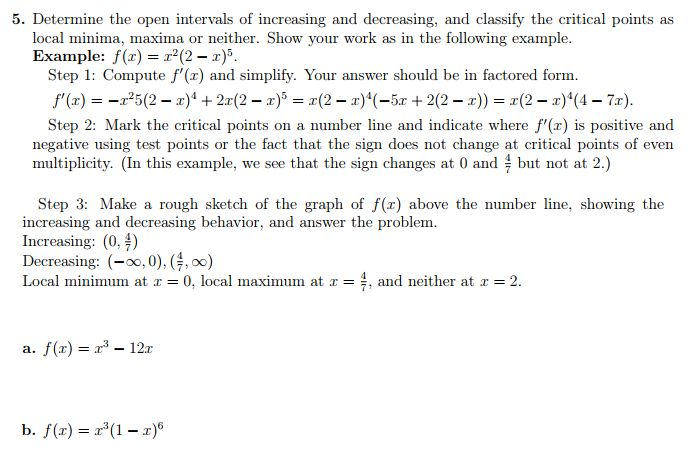Solved 5. Determine the open intervals of increasing and | Chegg.com
