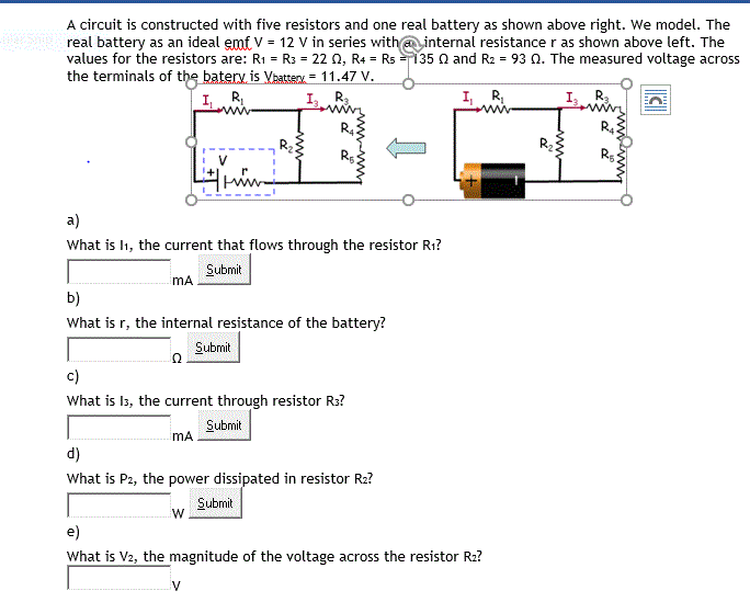 Solved A circuit is constructed with five resistors and one | Chegg.com