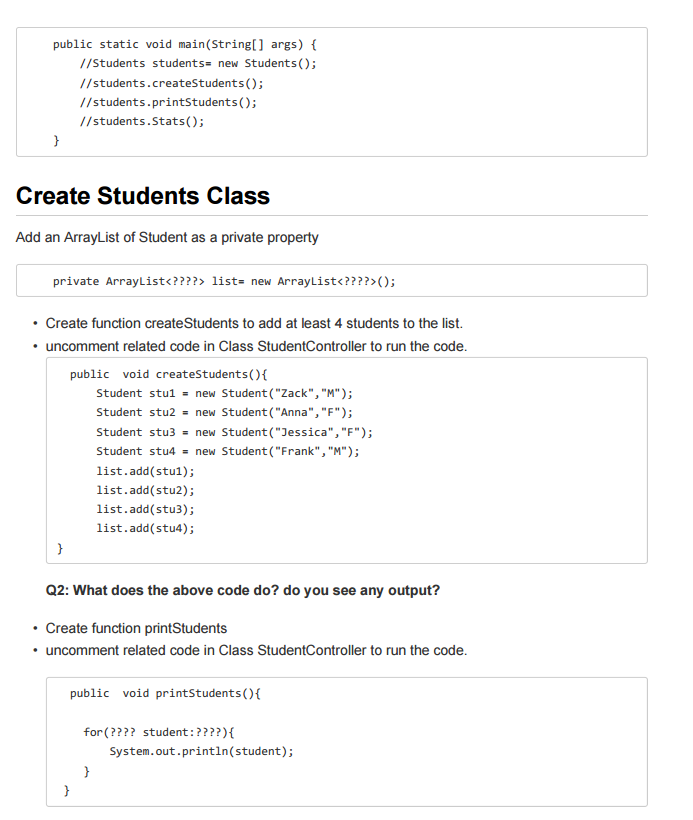 Solved public void setGender (String gender) | Chegg.com