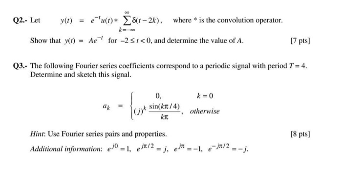Solved Let y(t) = e^-tu(t) sigma k=-infinity to infinity | Chegg.com