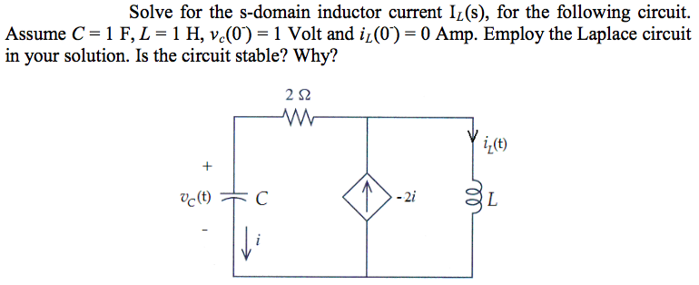 Solved Solve for the s-domain inductor current i_L(s), for | Chegg.com