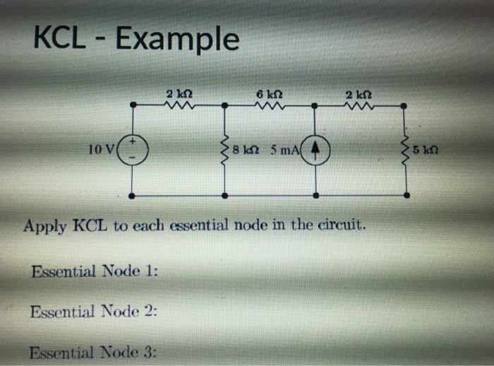 Solved Apply KCL to each essential node in the circuit. | Chegg.com