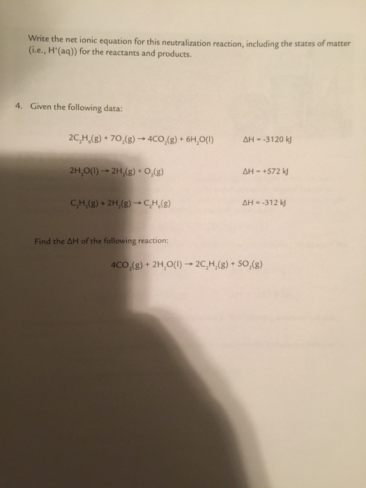 Solved Write the net ionic equation for this neutralization | Chegg.com