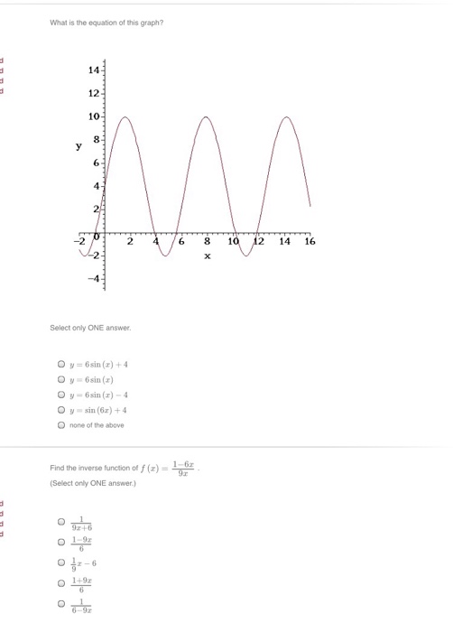 Solved What is me equation of this graph? Select only ONE | Chegg.com
