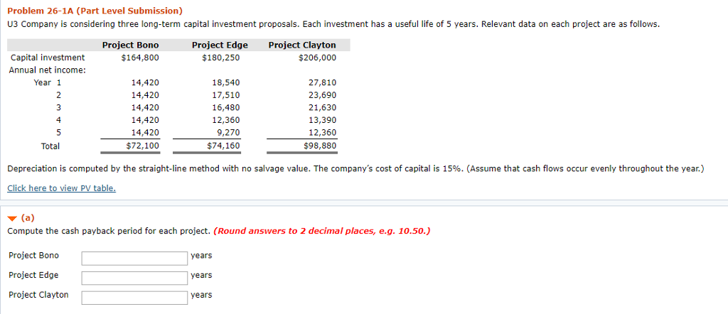 Solved Problem 26-1A (Part Level Submission) U3 Company is | Chegg.com