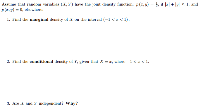 Solved Assume that random variables (X, Y) have the joint | Chegg.com