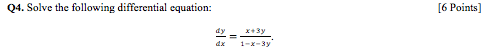 Solved Q4. Solve the following differential equation: [6 | Chegg.com