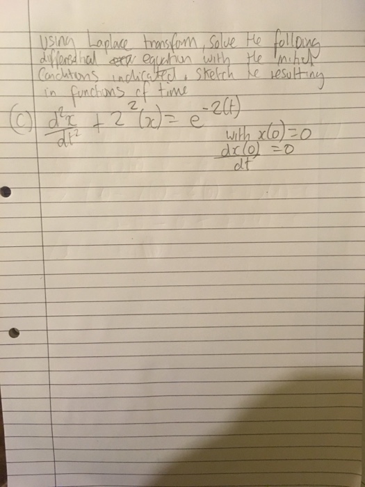 Solved Using laplace transform, solve the following | Chegg.com