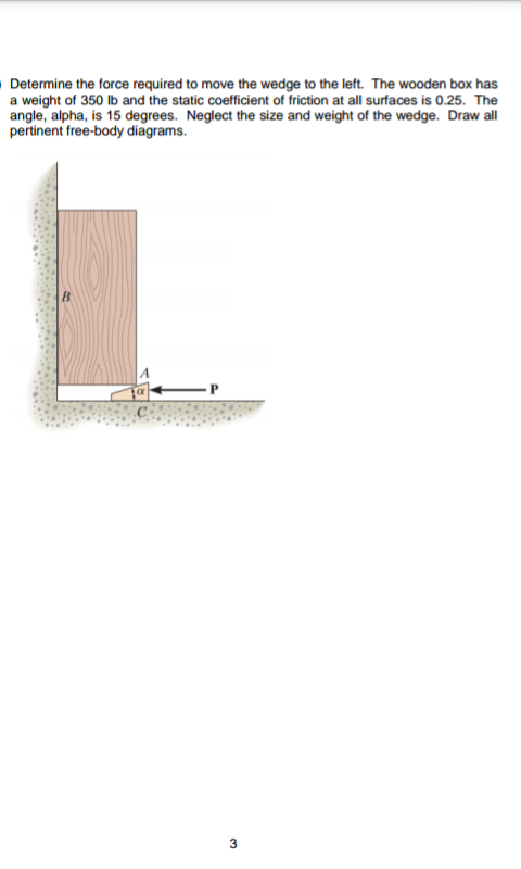 Solved Determine the force required to move the wedge to the | Chegg.com