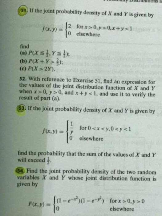 Solved yDiSrIobutions a If the joint probability density of | Chegg.com