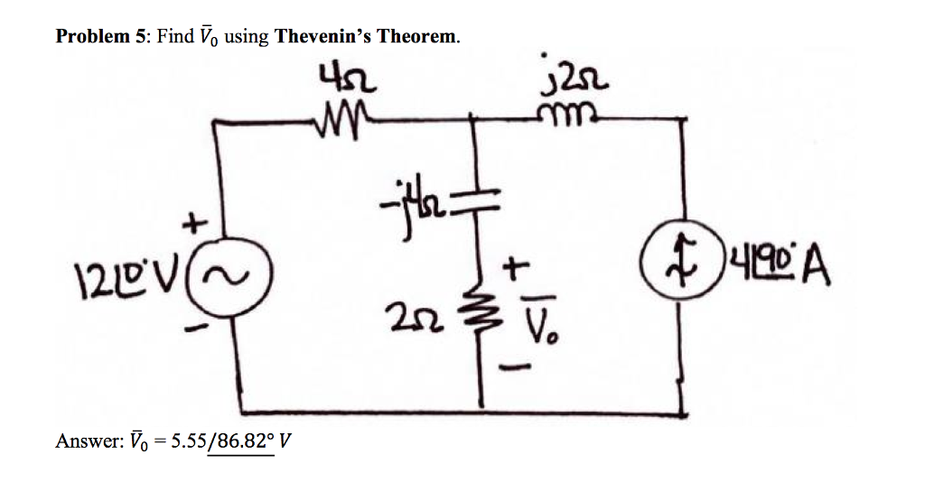 Solved Problem 5: Find Vo using Thevenin's Theorem. Ha | Chegg.com
