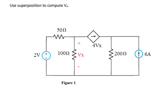 Solved Use superposition to compute Vx 50? 4Vx 2v/ 1000 | Chegg.com