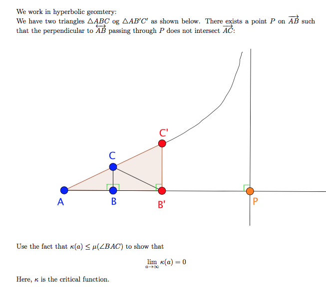 We work in hyperbolic geometry: We have two | Chegg.com