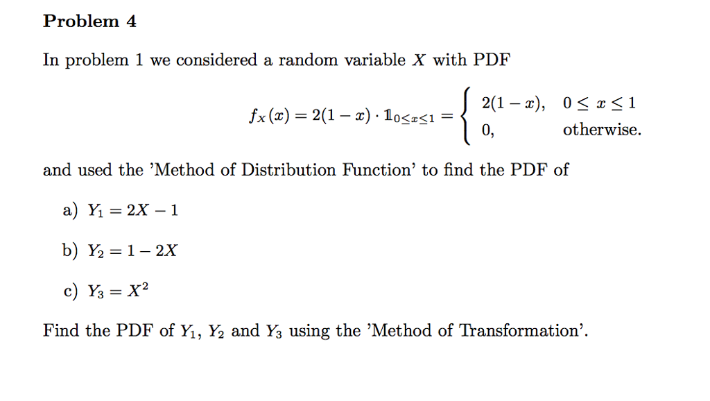 Solved In problem 1 we considered a random variable X with | Chegg.com