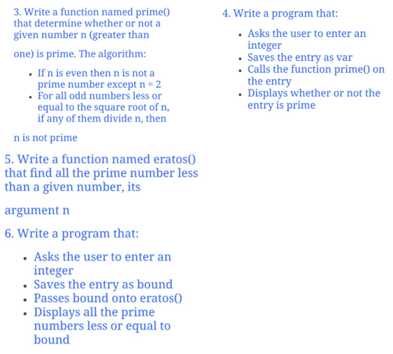 Solved Write a function named prime() that determine whether | Chegg.com