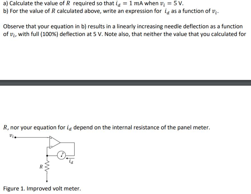 Solved a) Calculate the value of R required so that id - 1 | Chegg.com