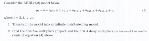 Consider the ARDL (2,2) modle Below: 1. Transform | Chegg.com