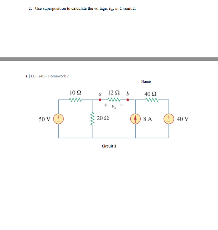 Solved Use superposition to calculate the voltage, vx, in | Chegg.com