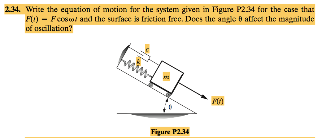 Solved 2.34. Write the equation of motion for the system | Chegg.com