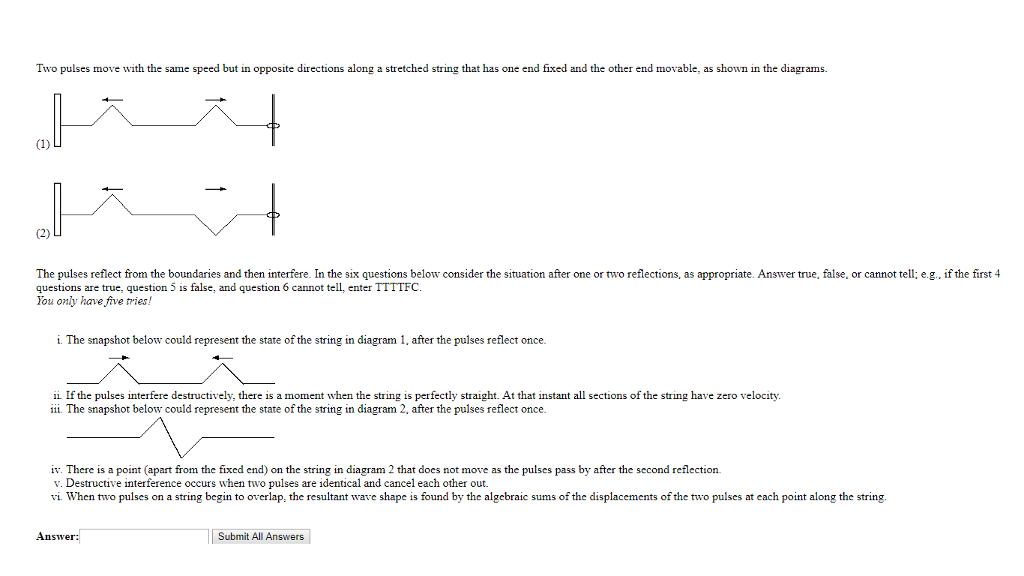 Solved Two pulses move with the same speed but in opposite | Chegg.com