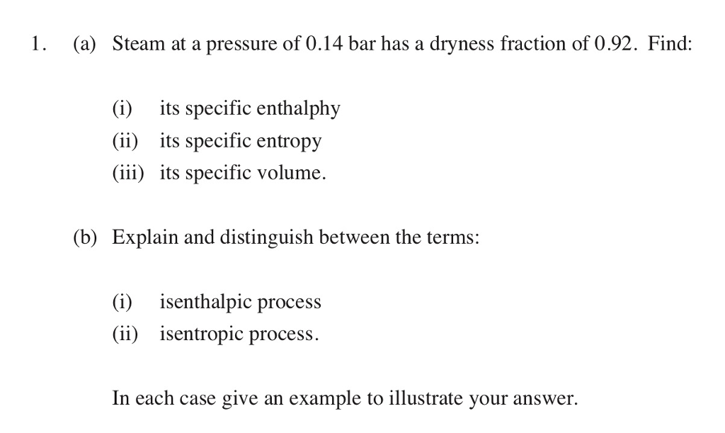 Solved Steam at a pressure of 0.14 bar has a dryness | Chegg.com