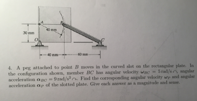Solved A peg attached to point B moves in the curved slot on | Chegg.com