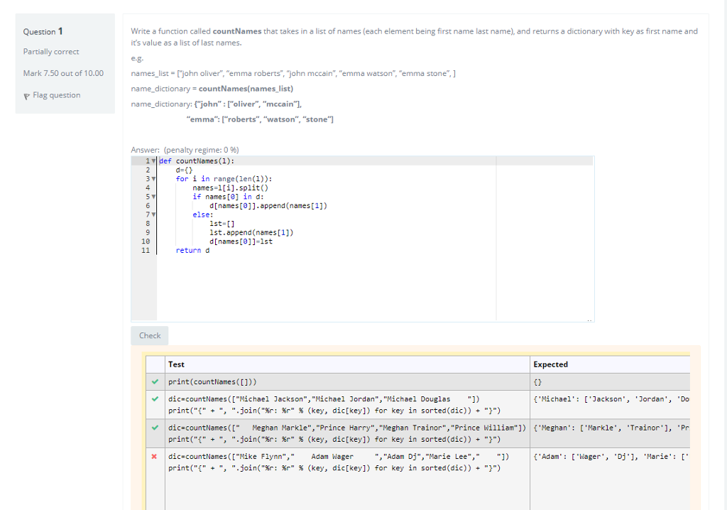 Solved Question1 Write a function called countNames that | Chegg.com