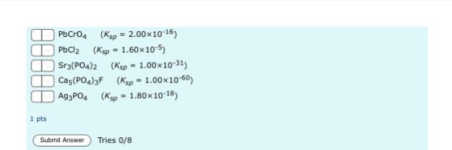 Solved Solubility Product For the following questions, | Chegg.com