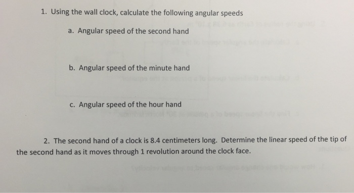 Solved Using the wall clock, calculate the following angular | Chegg.com