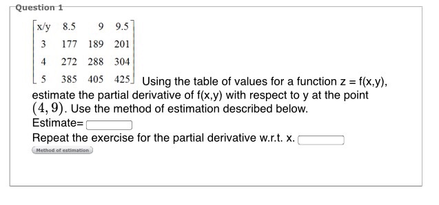 Using the table of values for a function z = f(x,y), | Chegg.com