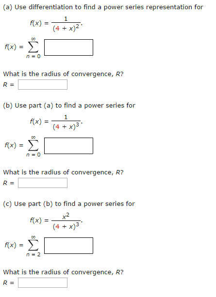 Solved (a) Use differentiation to find a power series | Chegg.com