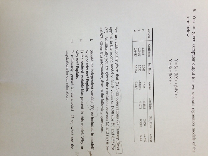Solved You are given computer output for two separate | Chegg.com