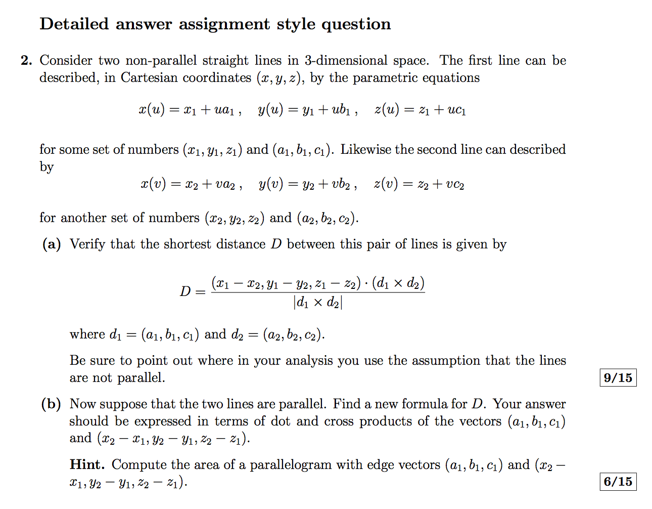 Solved Consider two non-parallel straight lines in | Chegg.com
