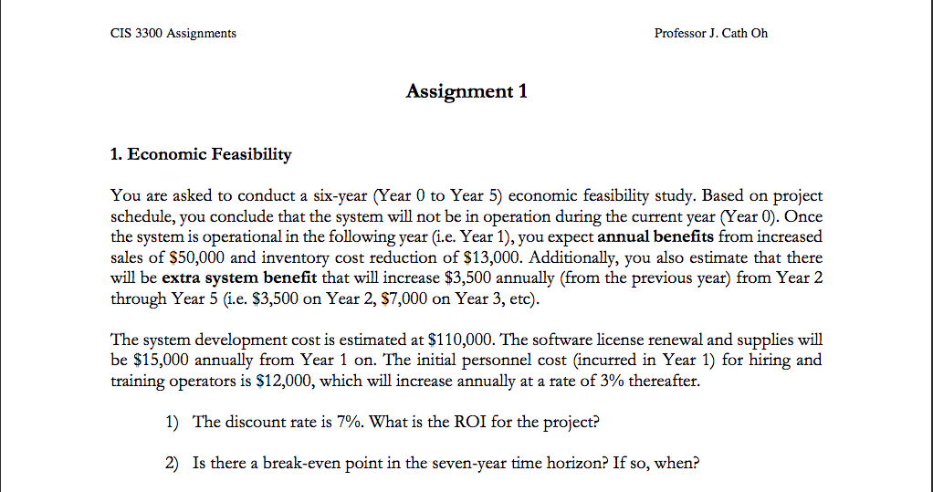 Solved CIS 3300 Assignments Professor J. Cath Oh Assignment | Chegg.com