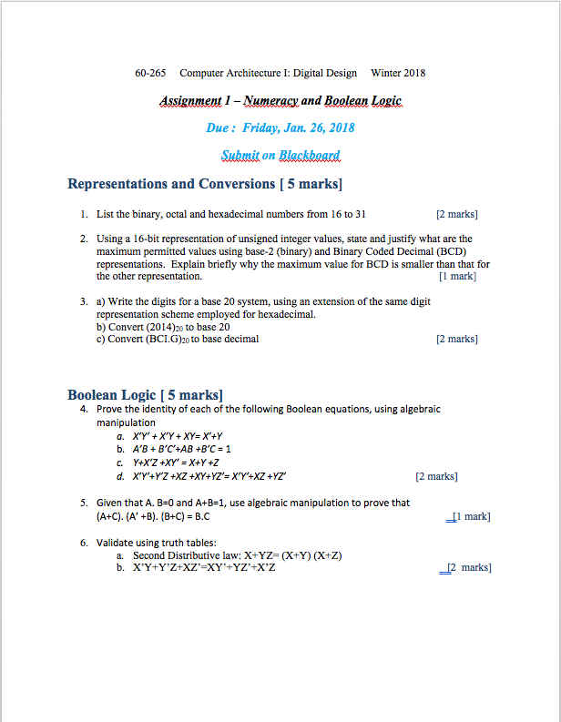 Solved 60-265 Computer Architecture I: Digital Design Winter | Chegg.com