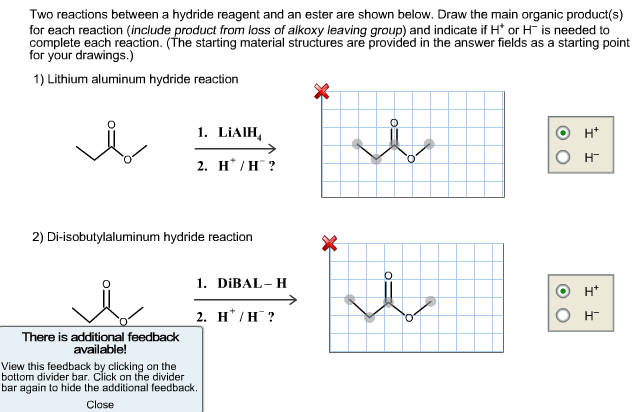 Solved two reactions between a hydride reagent and an ester | Chegg.com