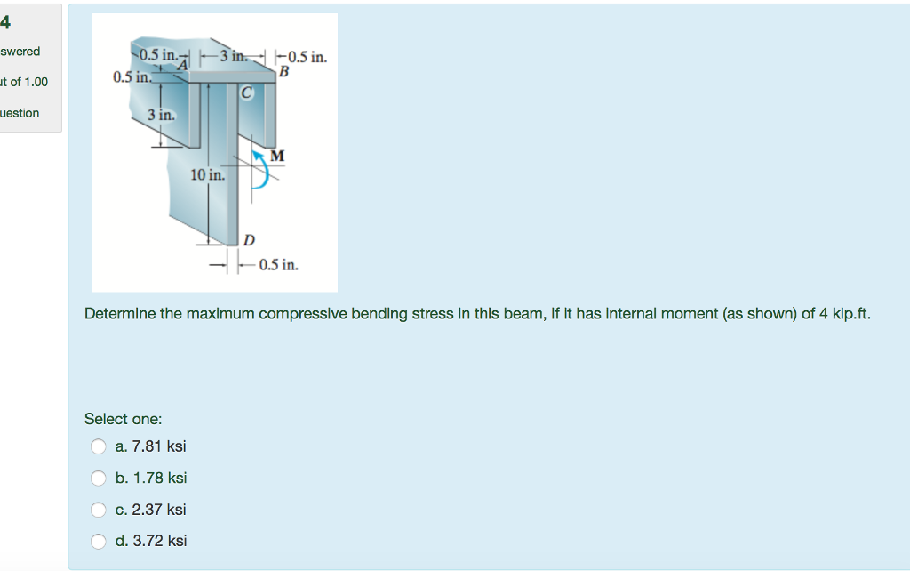 Solved Determine the maximum compressive bending stress in | Chegg.com