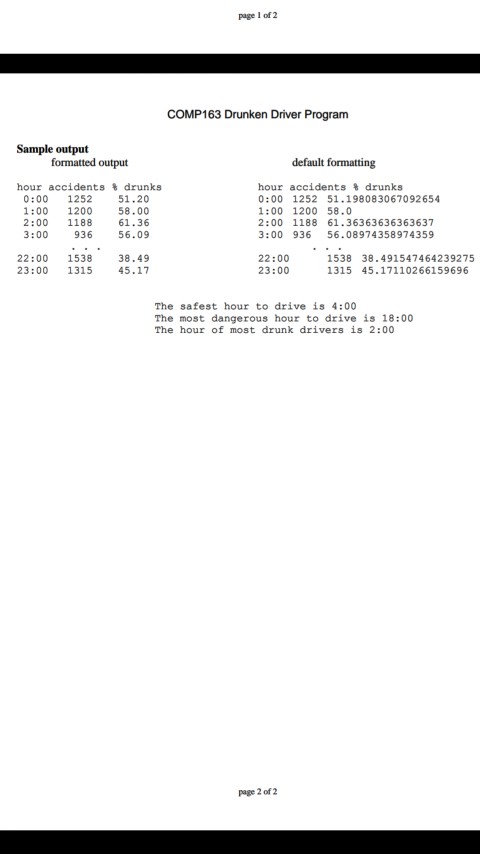Solved COMP163 Drunken Driver Program The National Highway | Chegg.com