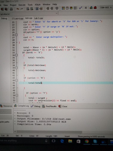 Solved h view project Execute Tools Astyle window Help Debug | Chegg.com