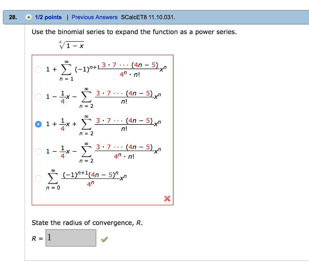 Solved 28. +1/2 points| Previous Answers SCalcET8 11.10.031. | Chegg.com