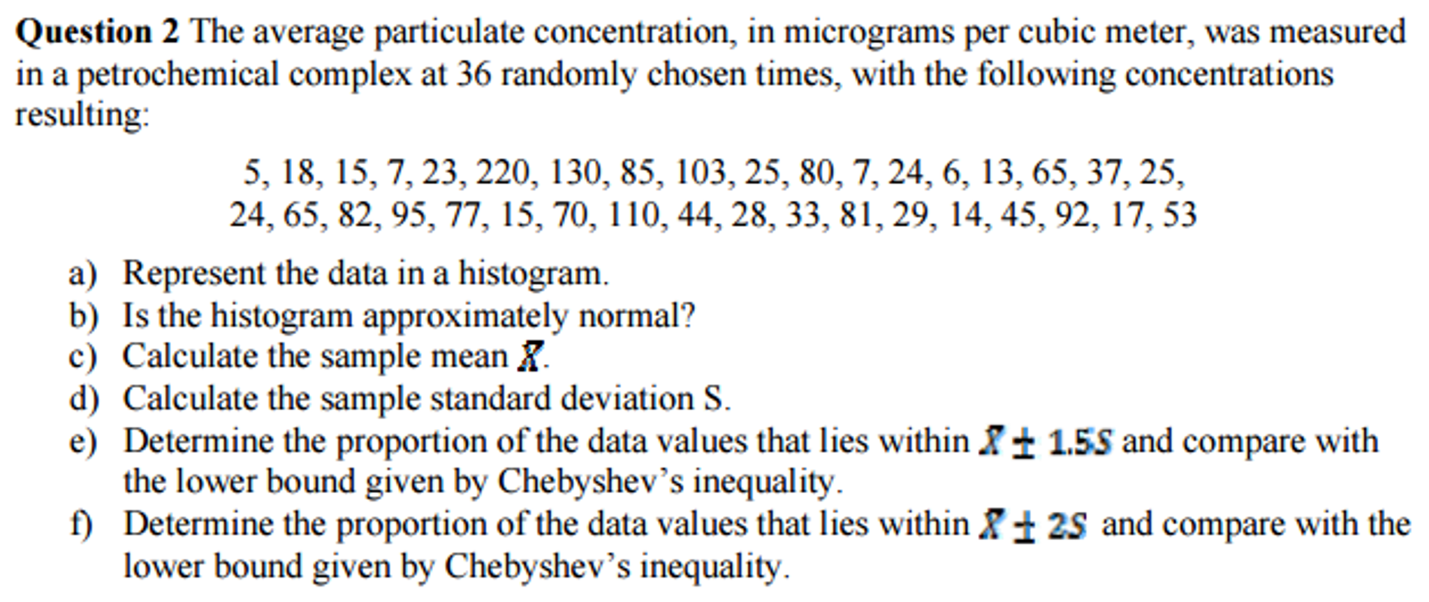 Solved The average particulate concentration, in micrograms | Chegg.com