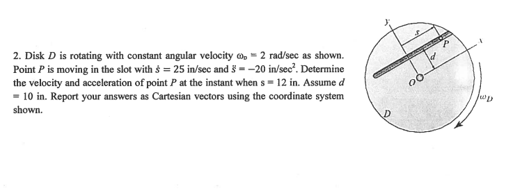 Solved Disk D is rotating with constant angular velocity Wd | Chegg.com