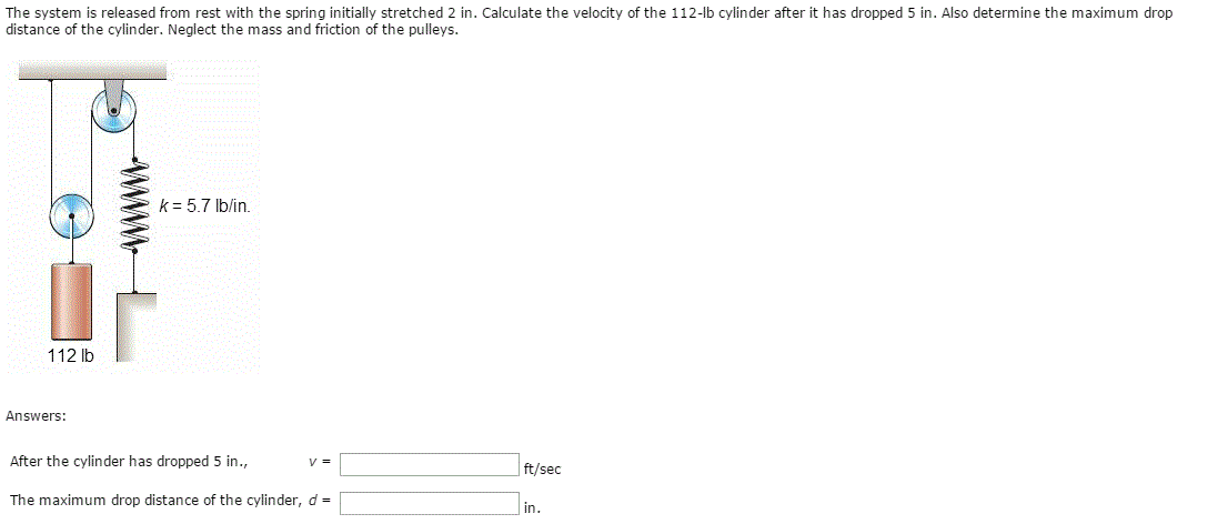 Solved The system is released from rest with the spring | Chegg.com