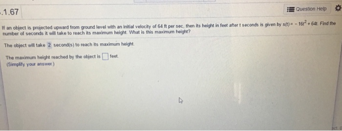 Solved If An Object Is Projected Upward From Ground Level