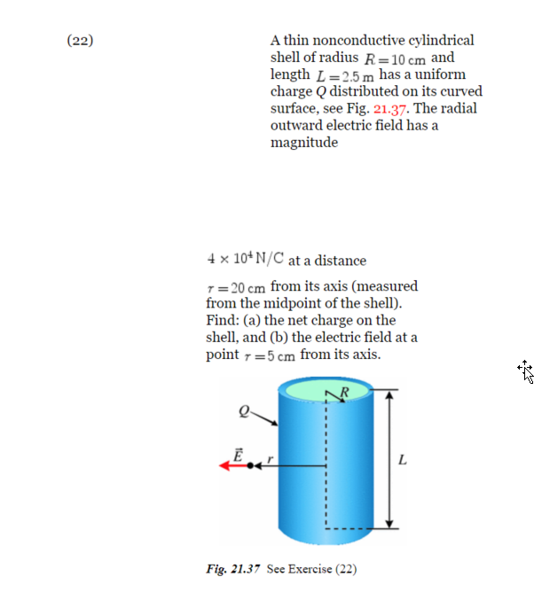 Solved A thin nonconductive cylindrical shell of radius R = | Chegg.com