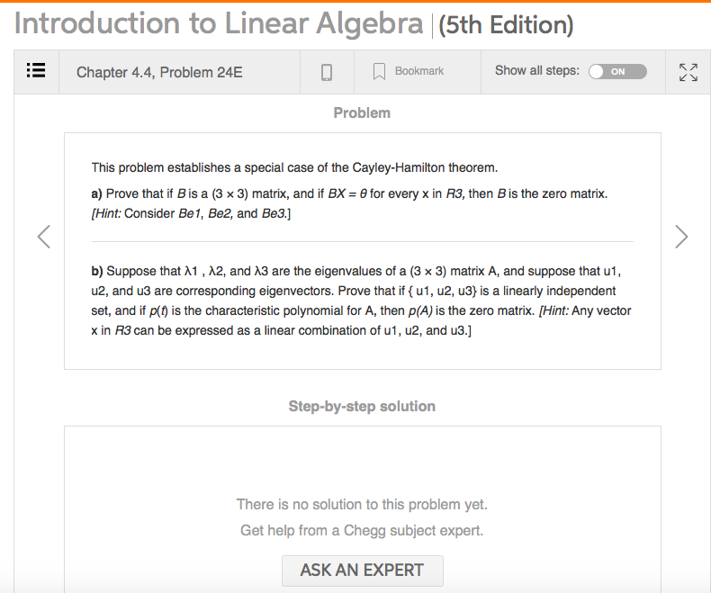 Solved Introduction to Linear Algebra |(5th Edition) Chapter | Chegg.com