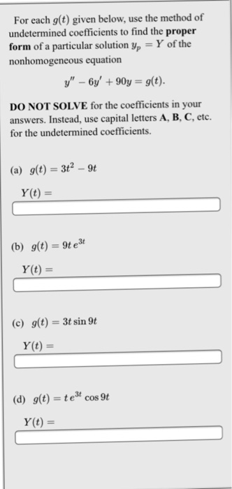 Solved For each g(t) given below, use the method of | Chegg.com